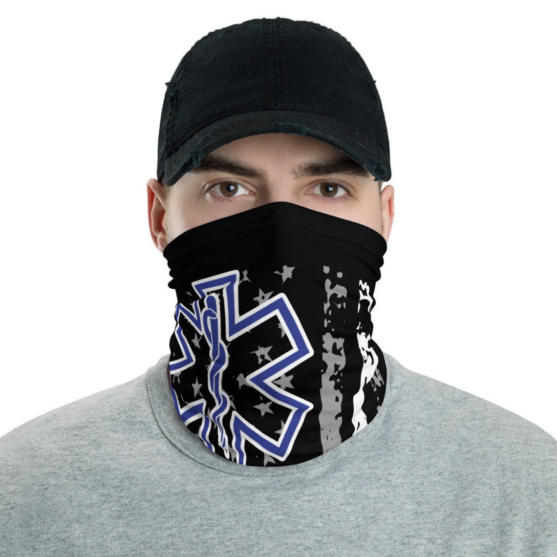 Emt Face Shield Emt Bandana Ems Face Mask Gift Thin White Line - Etsy