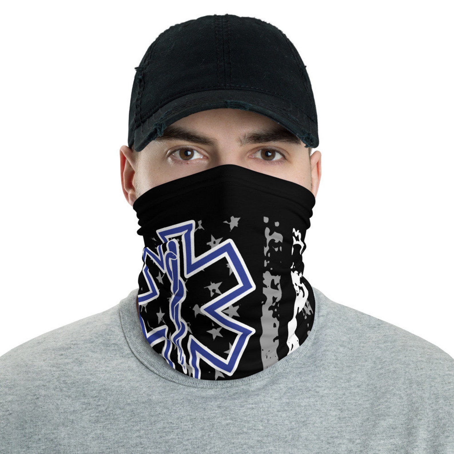 Emt Face Shield Emt Bandana Ems Face Mask Gift Thin White Line - Etsy