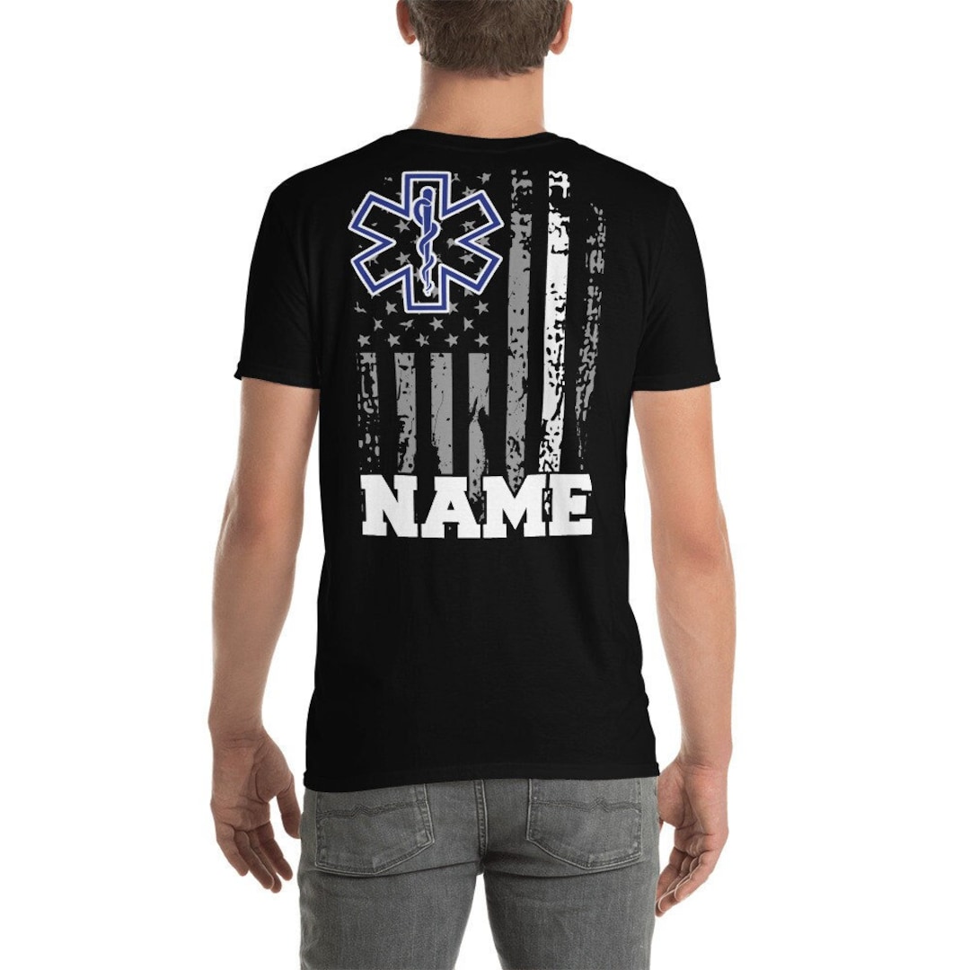 Personalized EMT Shirt Customized EMS Gift USA Thin White Line American ...