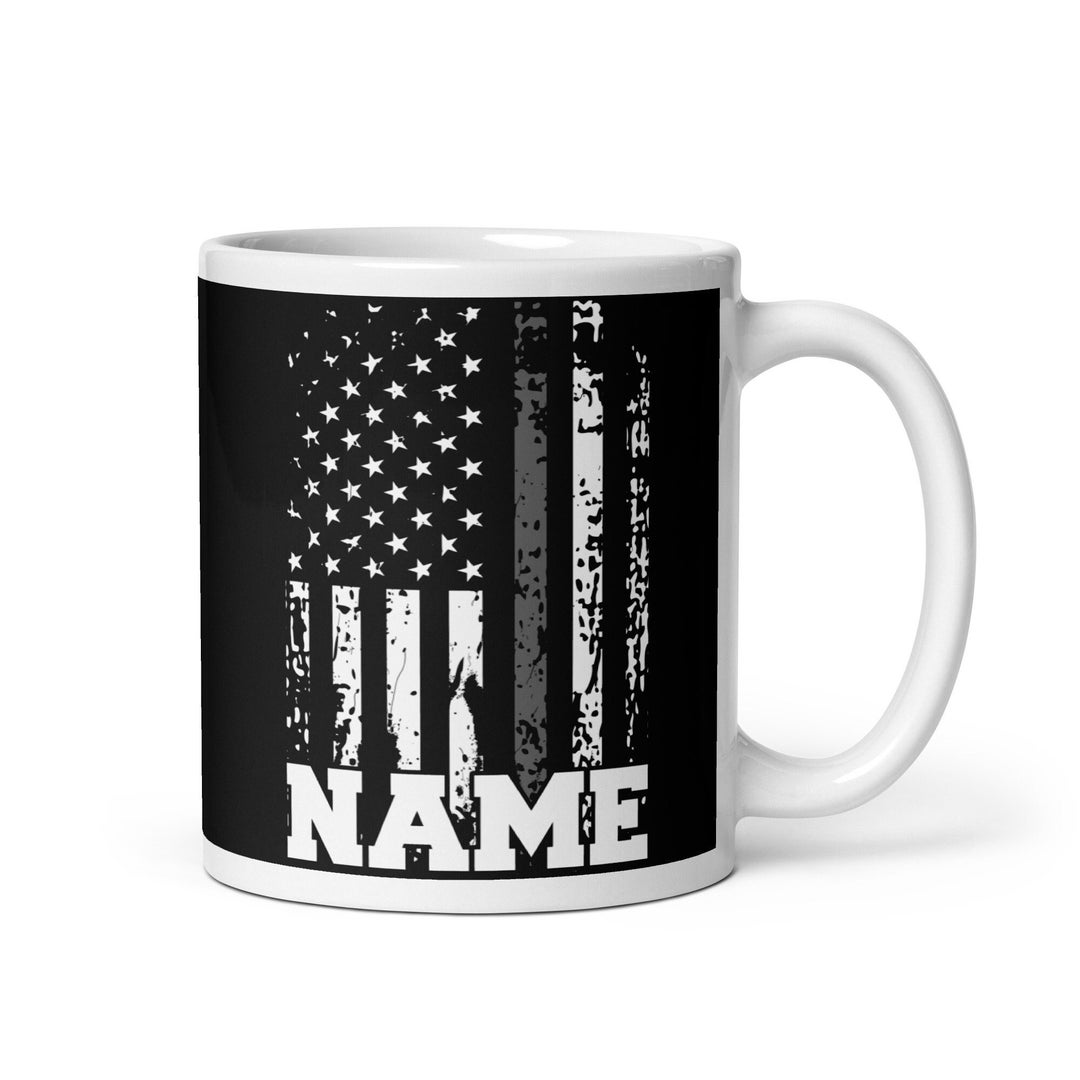 Personalized Correctional Officer Mug Thin Grey Line American Flag ...