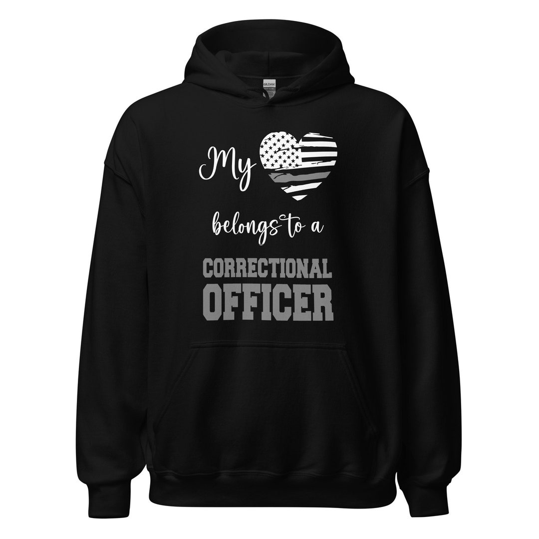 Correctional Officer Wife Hoodie Heart American Flag Girlfriend Prison