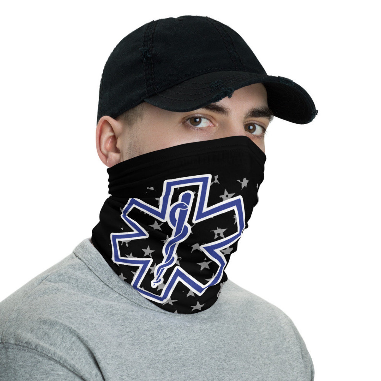 Emt Face Shield Emt Bandana Ems Face Mask Gift Thin White Line - Etsy