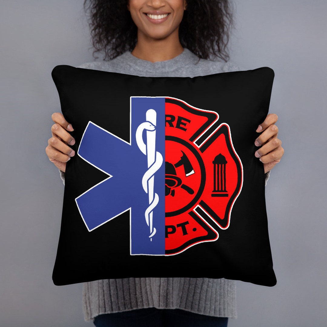 Emt Firefighter Pillow Firefighter Emt Gift Square Pillow American Flag ...