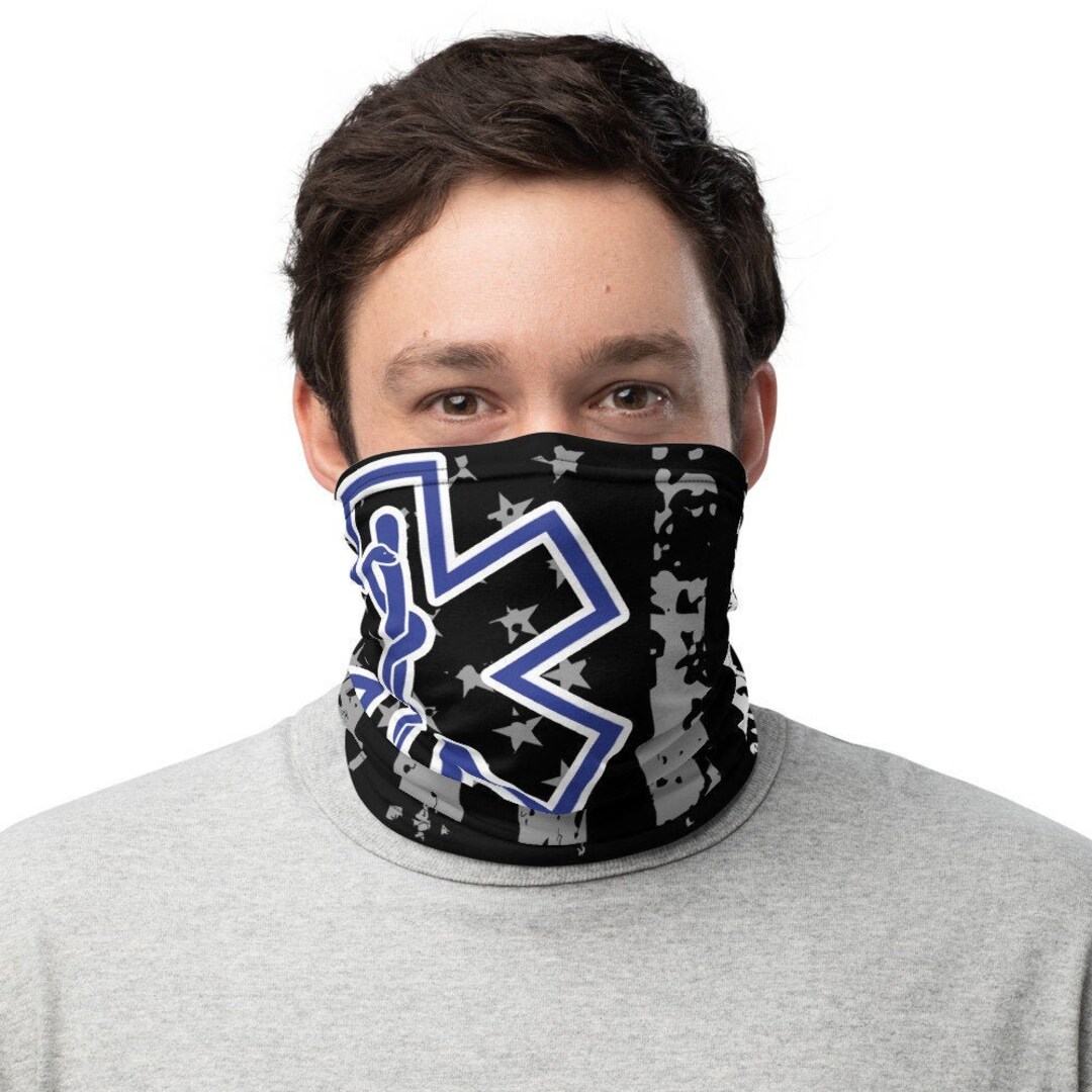 Emt Face Shield Emt Bandana Ems Face Mask Gift Thin White Line USA Flag ...