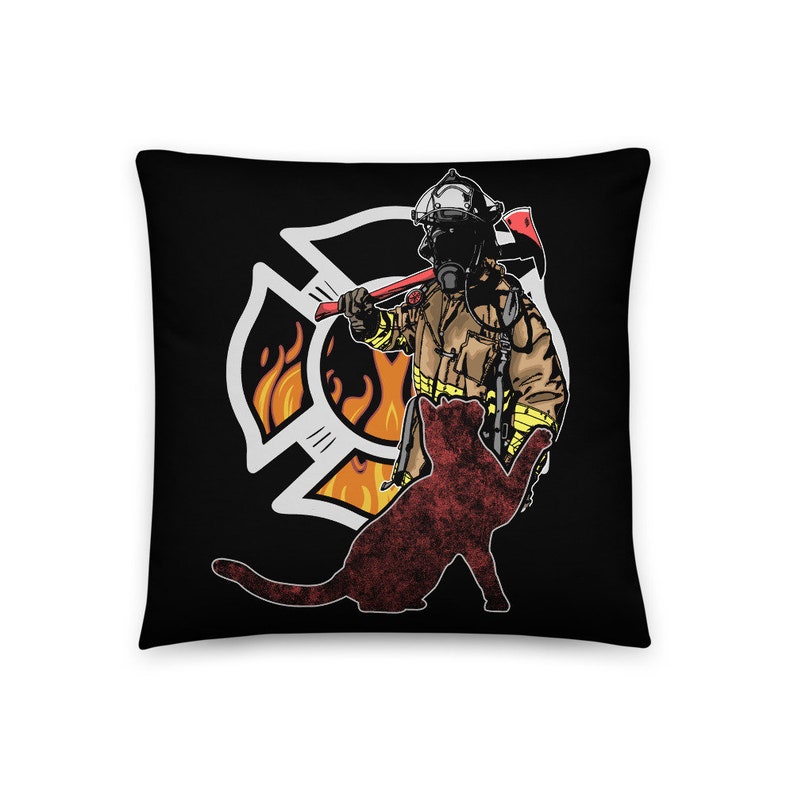 Firefighter Cats Pillow Firefighter Cat Lover Firefighting Cat - Etsy