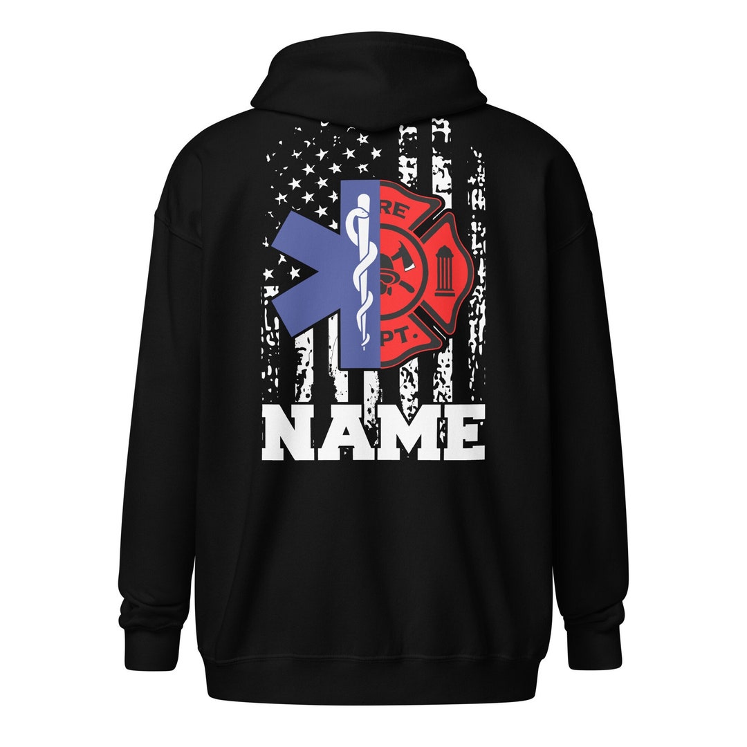 Firefighter EMT Zip Hoodie Personalized Firefighter Name Emts American ...