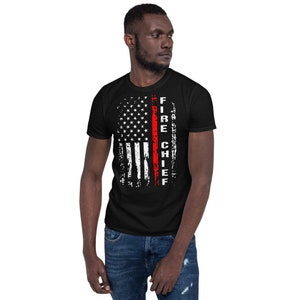 Fire Chief Shirt Firefighter Rank Chief Tshirt American Flag Thin Red ...