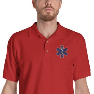 EMT Polo Shirt EMS Polo Shirt Paramedic Polo Shirt Emt Gift Ems Gift Embroidered EMT Star of ...
