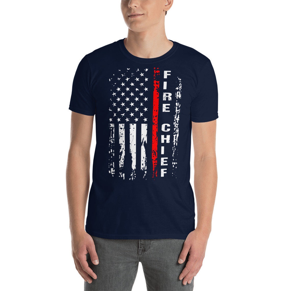 Fire Chief Shirt Firefighter Rank Chief Tshirt American Flag Thin Red ...