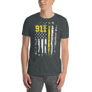Dispatcher Shirt 911 Distressed USA Flag Dispatcher Gift Thin Yellow ...