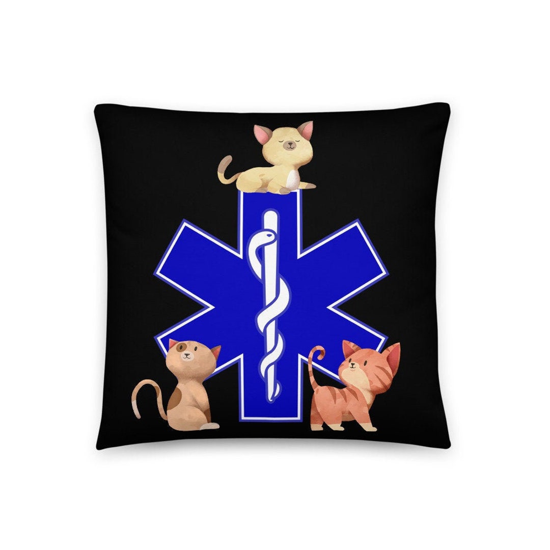 Buy Emt Cat Lover Pillow Ems Cats Pillow Paramedic and Cats Gift Star ...