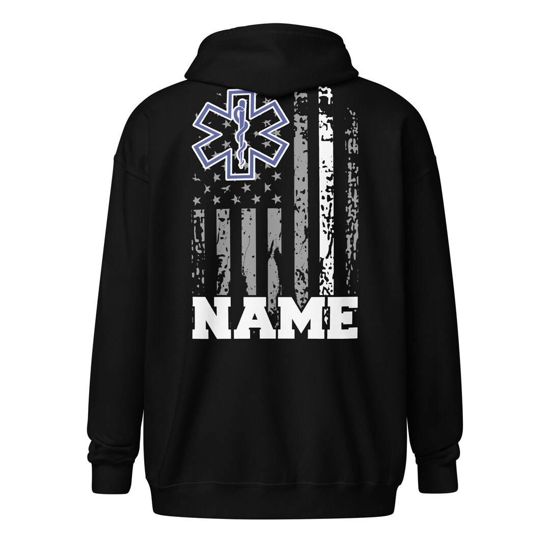 Personalized EMT Zip Hoodie Customized EMS Gift USA Thin White Line ...