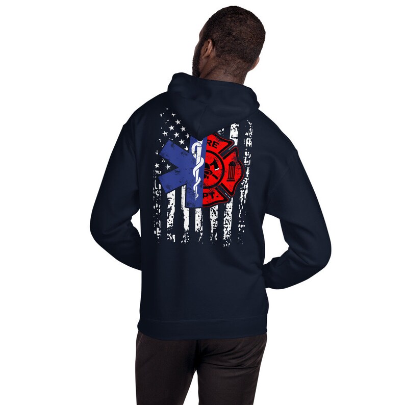 Emt Firefighter Hoodie Firefighter Emt American Flag Gift Hoodie Ems ...