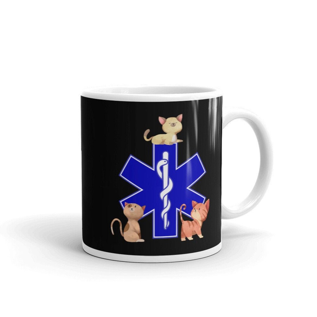 Ems Cat Mug Cat Lover Emt Mug Cat Lover Emt Gift Paramedic Star of Life ...