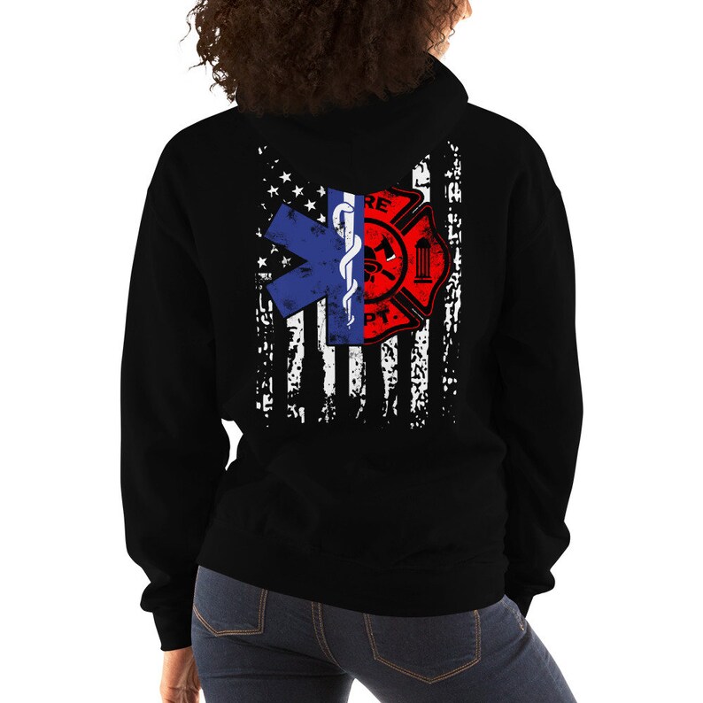 Emt Firefighter Hoodie Firefighter Emt American Flag Gift Hoodie Ems ...
