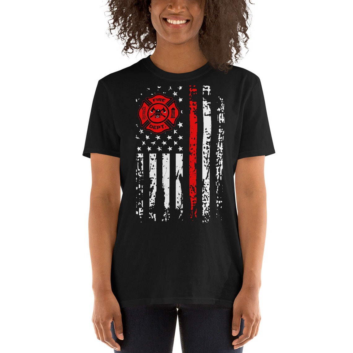 Firefighter Shirt Firefighter Gift American Flag Fire Department Symbol ...