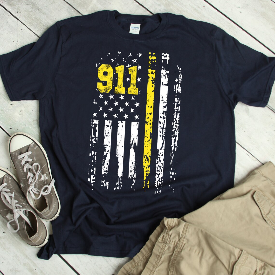 Dispatcher Shirt 911 Distressed USA Flag Dispatcher Gift Thin Yellow ...