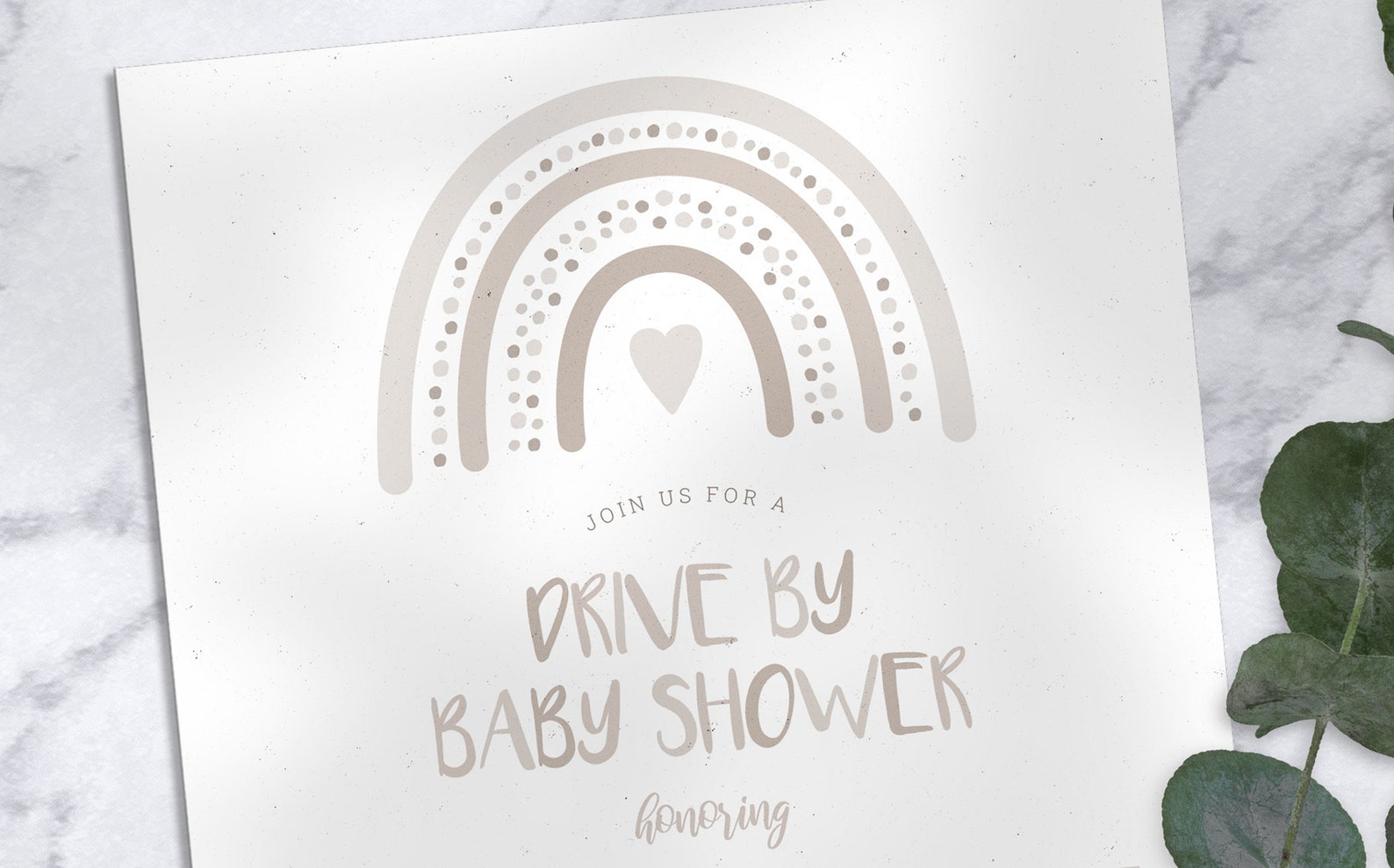 Boho Rainbow Drive by Baby Shower Invitation Beige Gender - Etsy