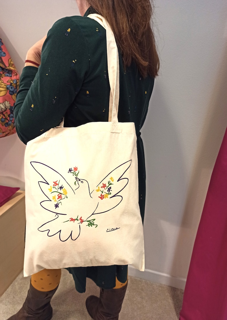 Pablo Picasso Cotton Tote Bag - Dove of Peace, 1949 // Printed Organic ...