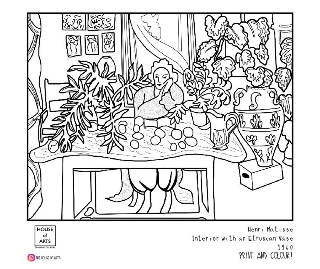 Famous Art Printable - Henri Matisse - Interior With an Etruscan Vase ...