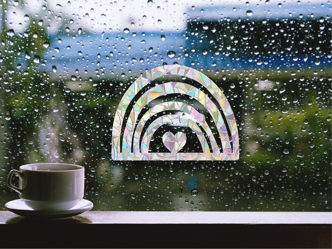 Suncatcher Sticker, Rainbow and Heart Rainbow Maker Sticker, Window ...