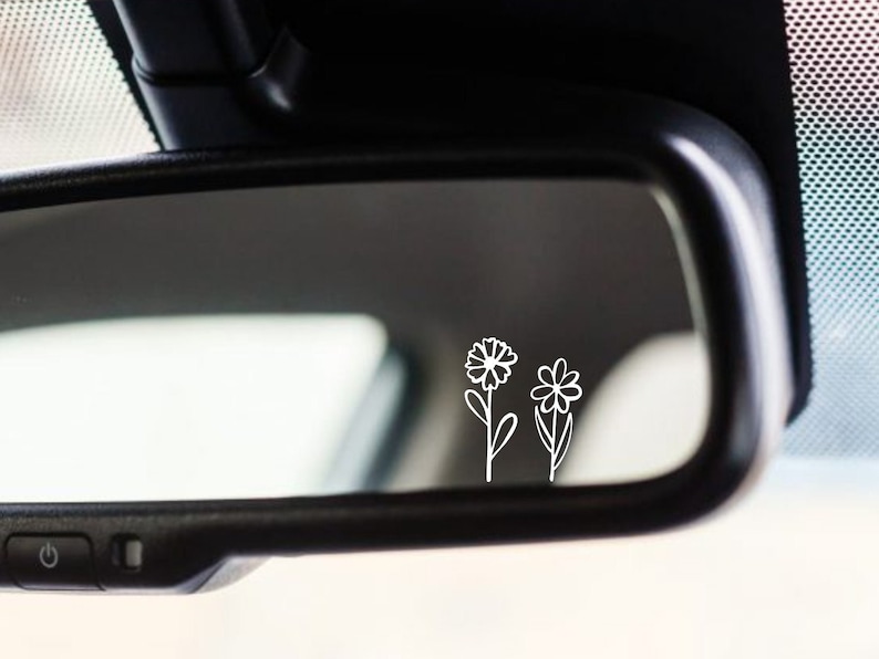 Rearview Mirror Decal, Tiny Flower Sticker, Small Botanical Decal ...