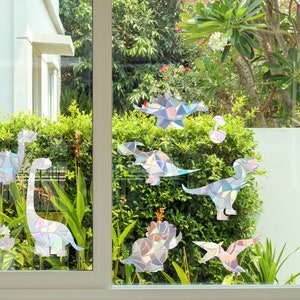 9 Dinosaurs Suncatchers, Cute Dinos Rainbow Maker Sticker, Window ...