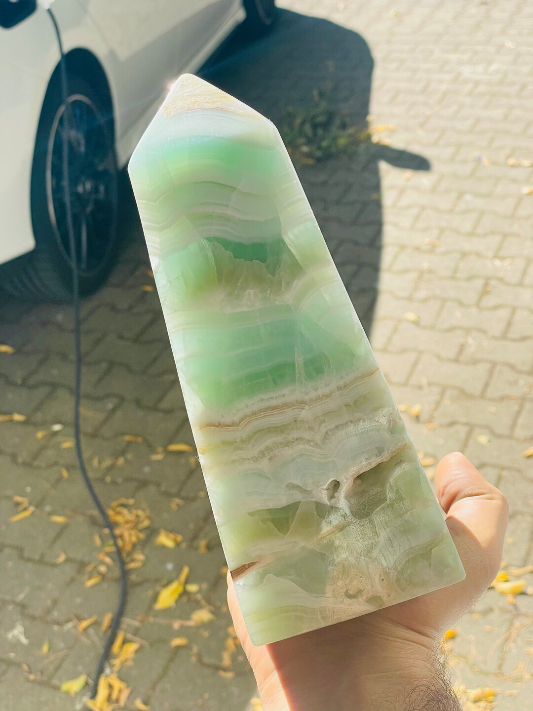 XL Green Calcite Pistachio Calcite Tower Obelisk AAA Quality Healing ...