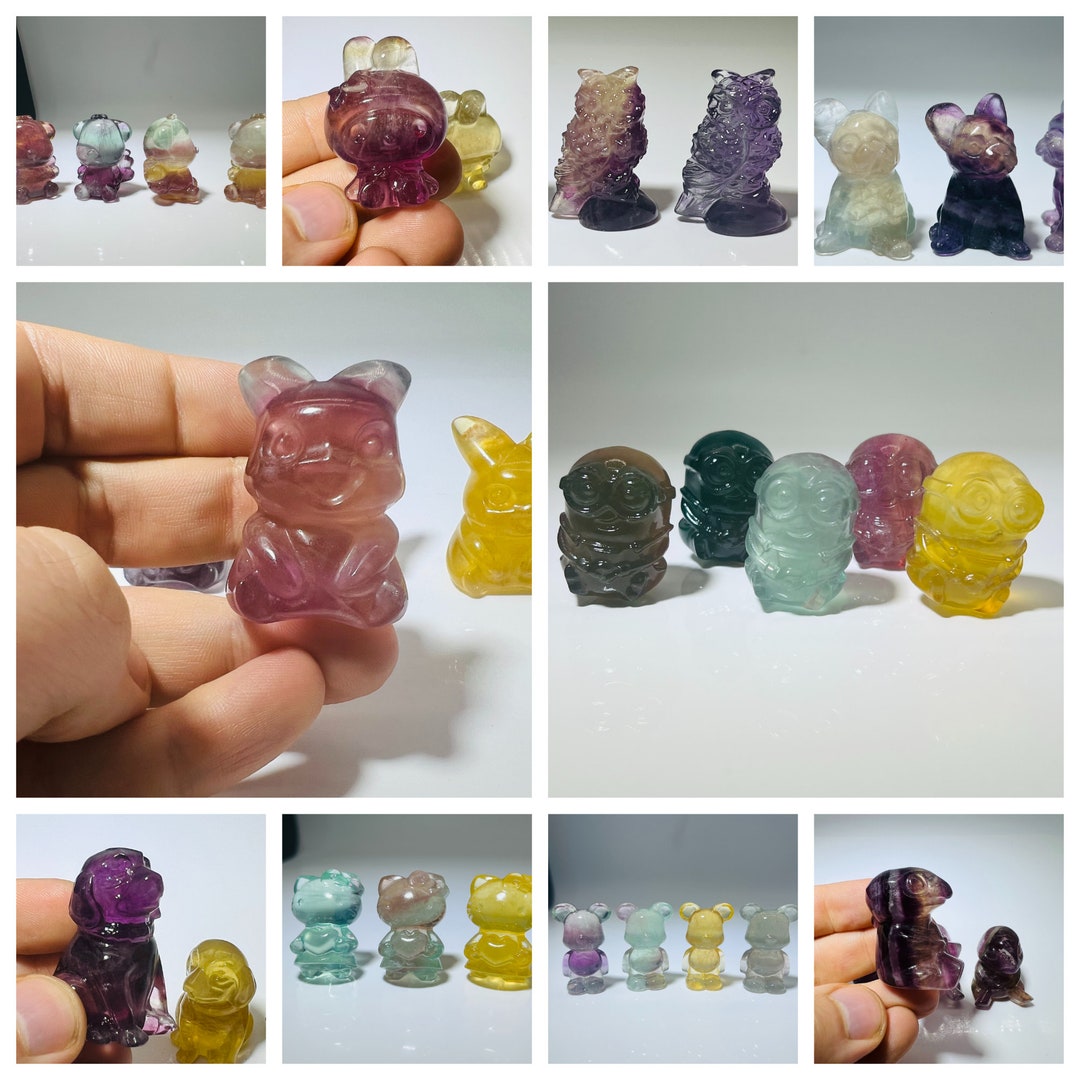 Beautiful Rainbow Fluorite Carvings Carving Cartoon Figures Animals ...