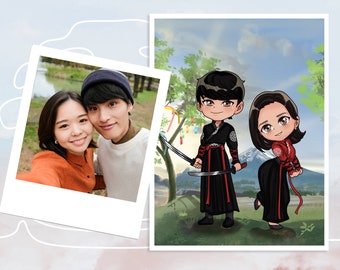 Custom Chibi Portrait, Custon Anime Chibi Style Illustration, Cartoon ...