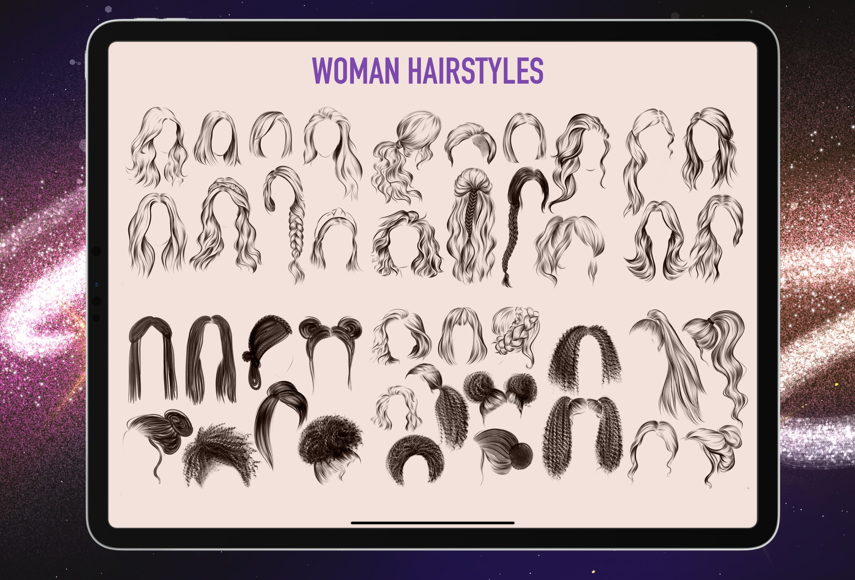 120 Hairstyle Stamp Brushes for Women and Men Procreate Hair - Etsy