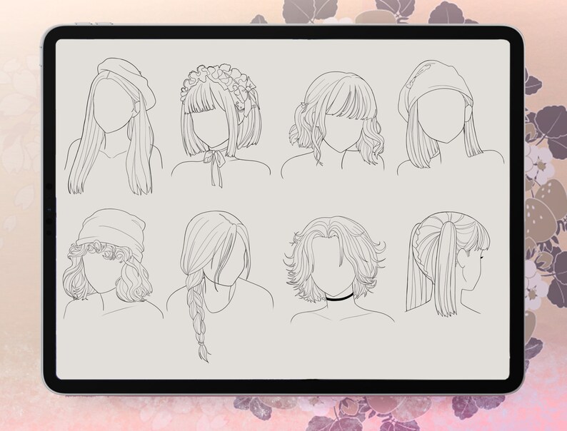 70 Procreate Anime Hairstyles Stamps Manga Hairstyles - Etsy