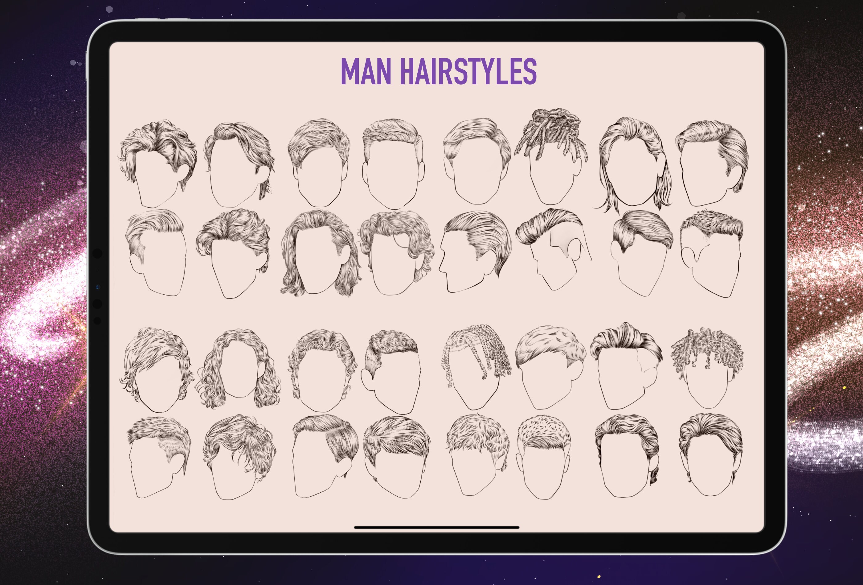 120 Hairstyle Stamp Brushes for Women and Men Procreate Hair - Etsy