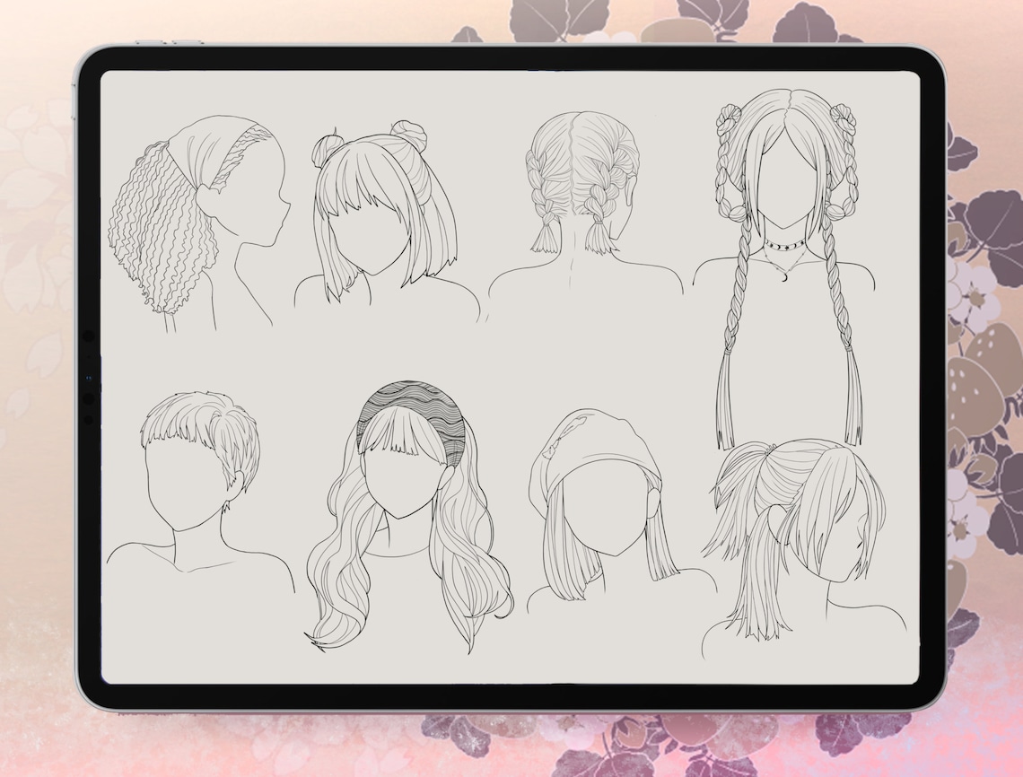 70 Procreate Anime Hairstyles Stamps Manga Hairstyles - Etsy
