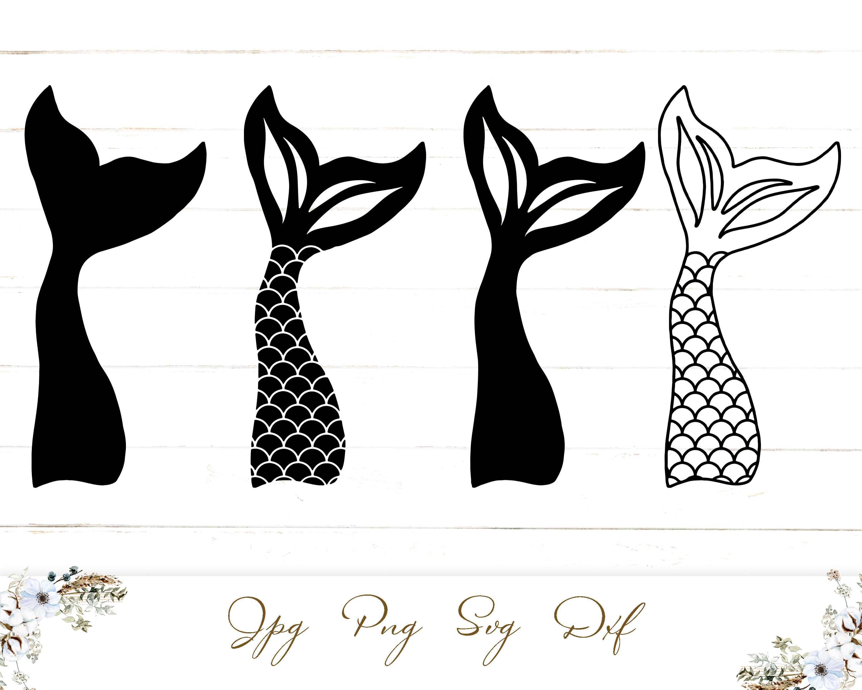 Mermaid Tail Svg Bundle Instant Download Summer Png Under Etsy