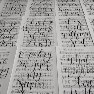 Calligraphy Sheet Music Print Lettered Music Art Hymn Music | Etsy