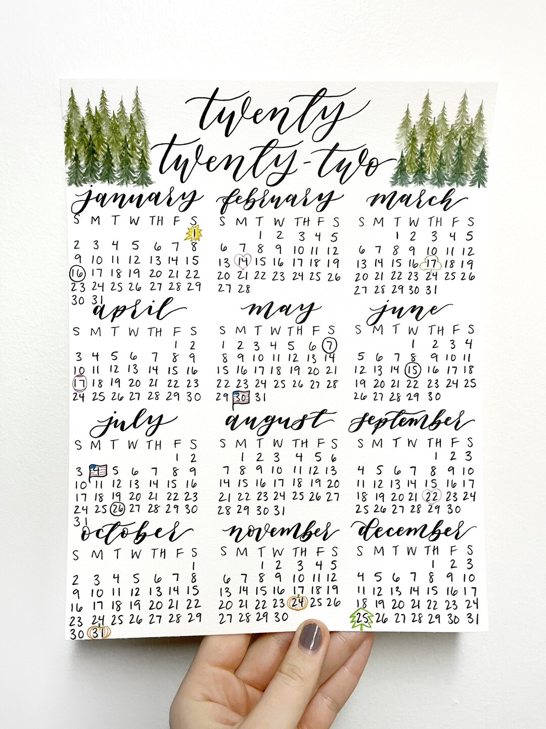Custom Hand Painted Calendar | Calligraphy Calendar, 2023 Calendar ...