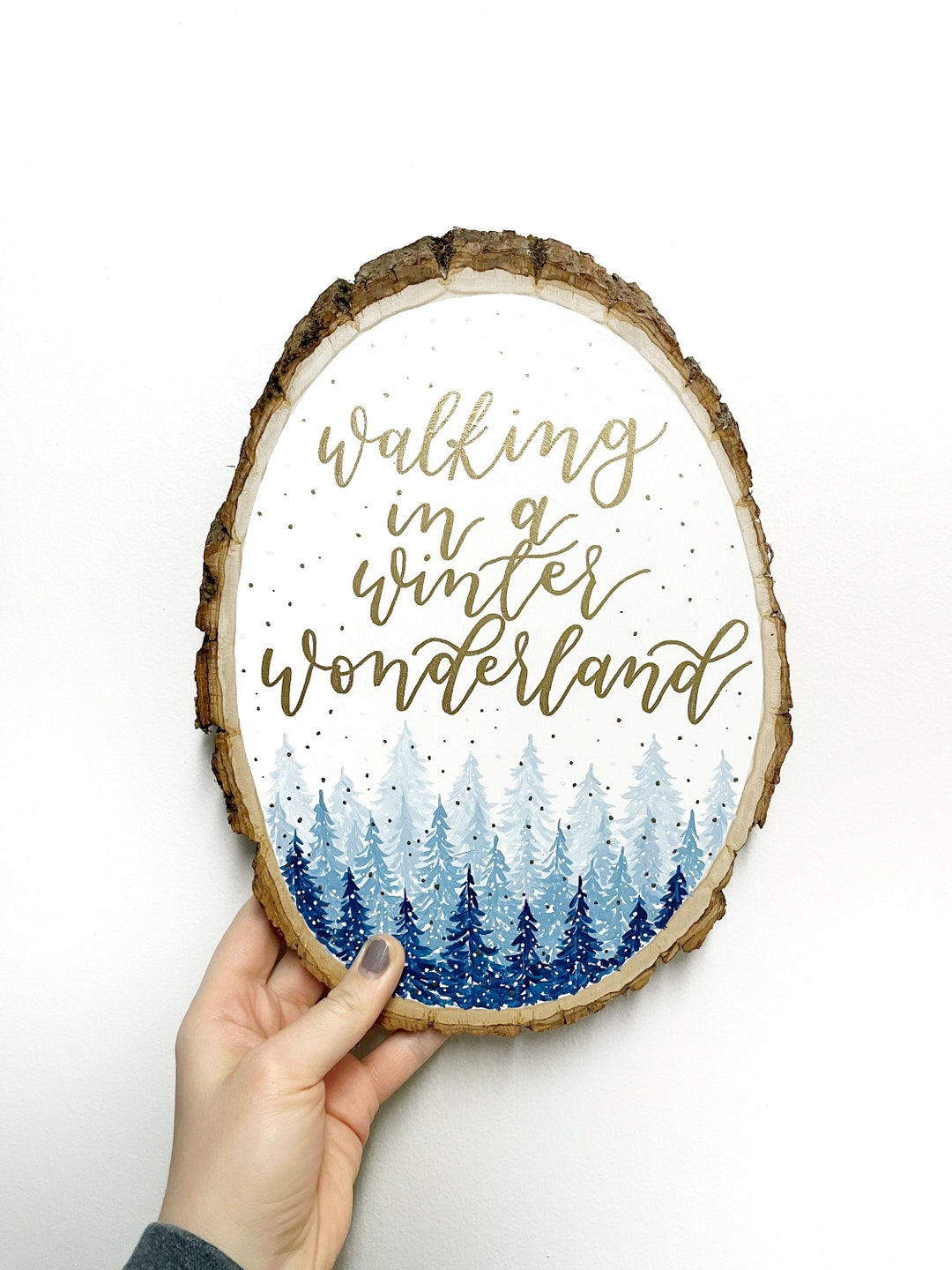 Winter Wonderland Hand Painted Wood Slice - Calligraphy Sign, Christmas ...
