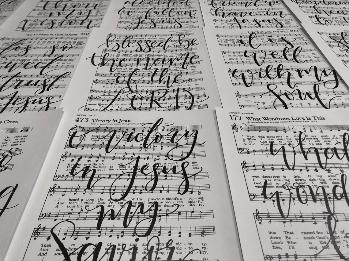 Calligraphy Sheet Music Print | Lettered Music Art, Hymn Music Art ...