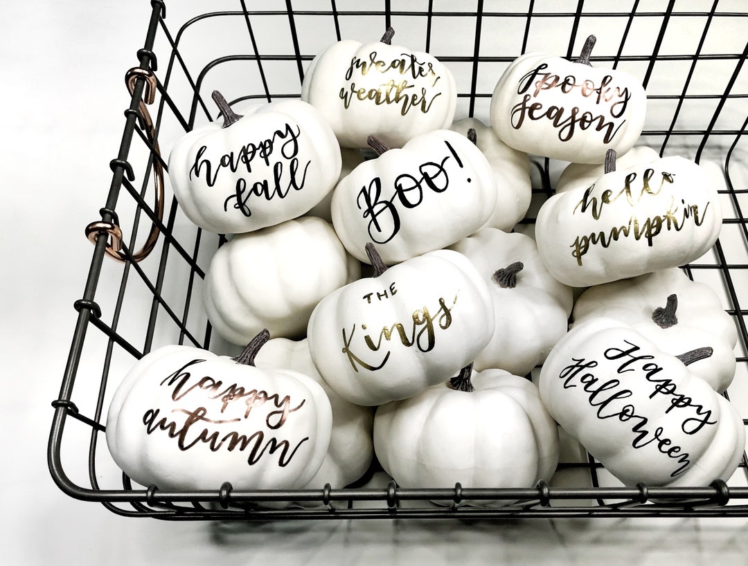 Personalized Small Pumpkin Calligraphy Place Cards, Custom Pumpkin ...