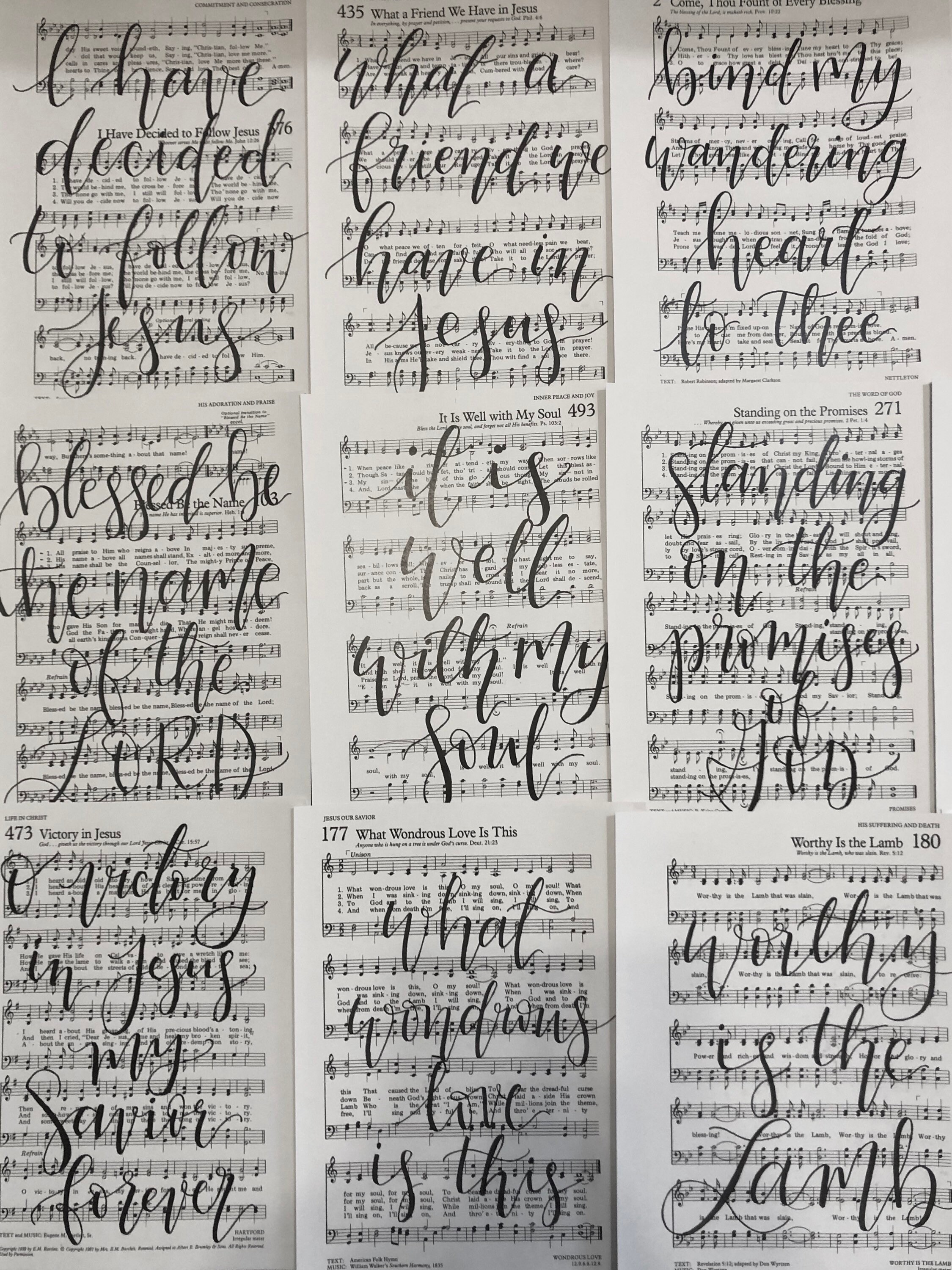 Calligraphy Sheet Music Print | Lettered Music Art, Hymn Music Art ...