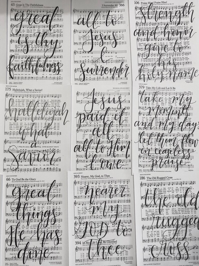 Calligraphy Sheet Music Print | Lettered Music Art, Hymn Music Art ...