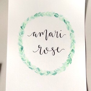 Nursery Calligraphy Watercolor Painting - Personalized Baby Name ...