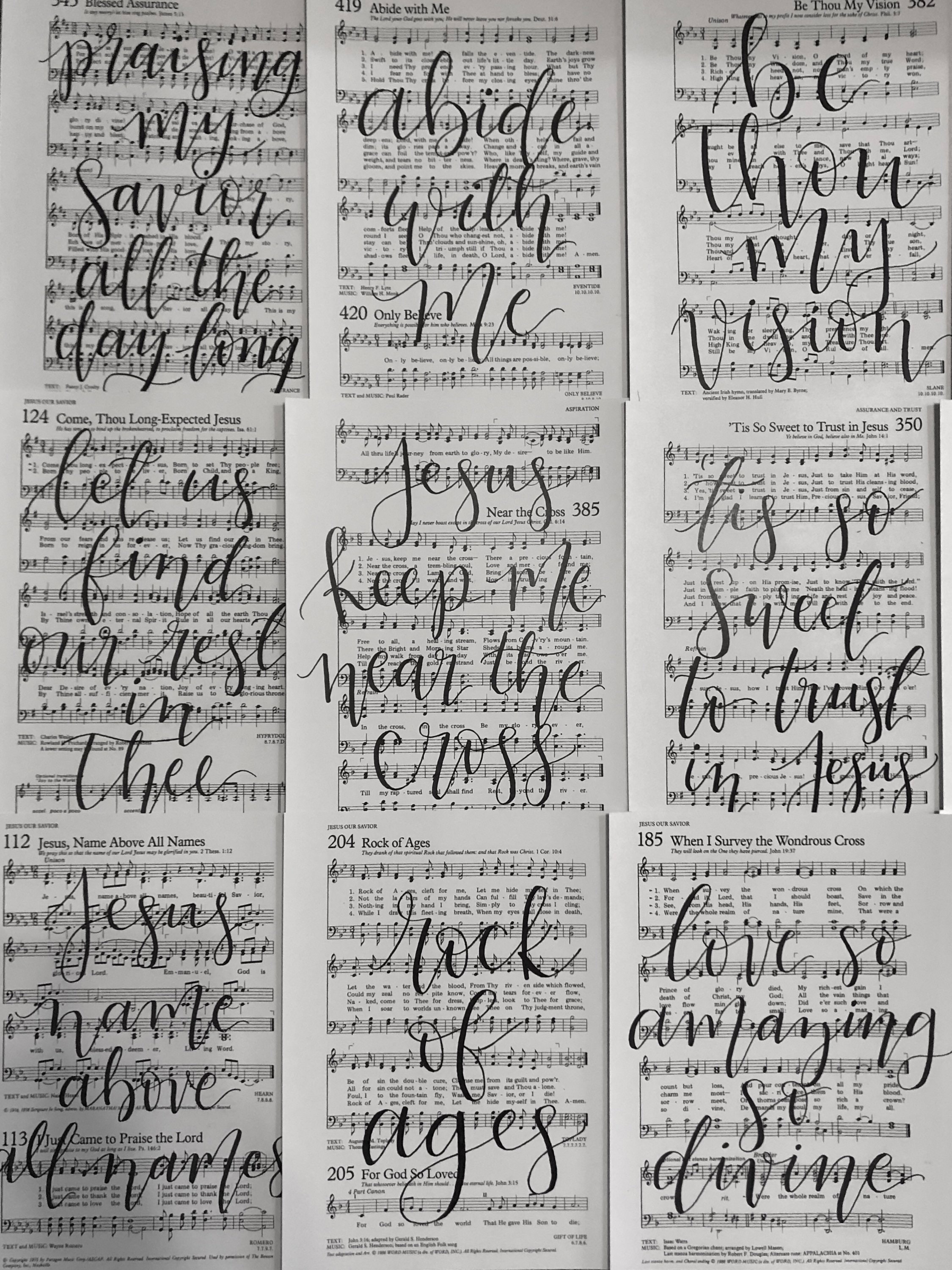Calligraphy Sheet Music Print | Lettered Music Art, Hymn Music Art ...