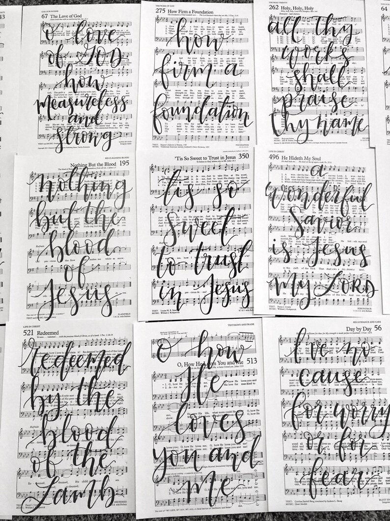 Calligraphy Sheet Music Print | Lettered Music Art, Hymn Music Art ...