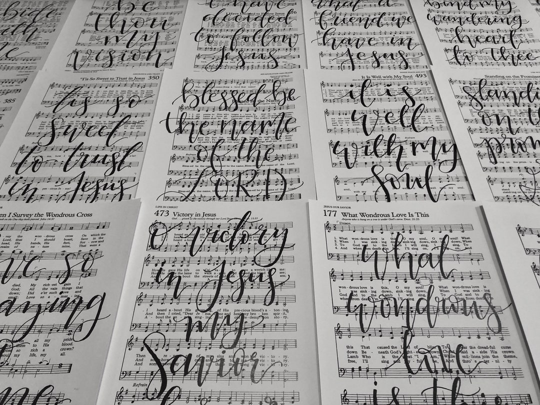 Calligraphy Sheet Music Print | Lettered Music Art, Hymn Music Art ...