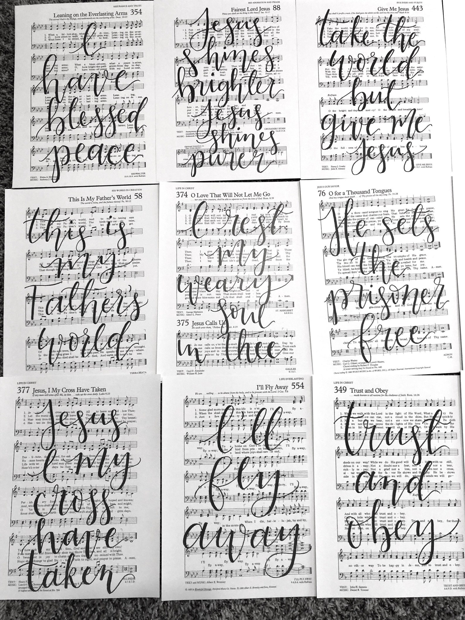 Calligraphy Sheet Music Print | Lettered Music Art, Hymn Music Art ...