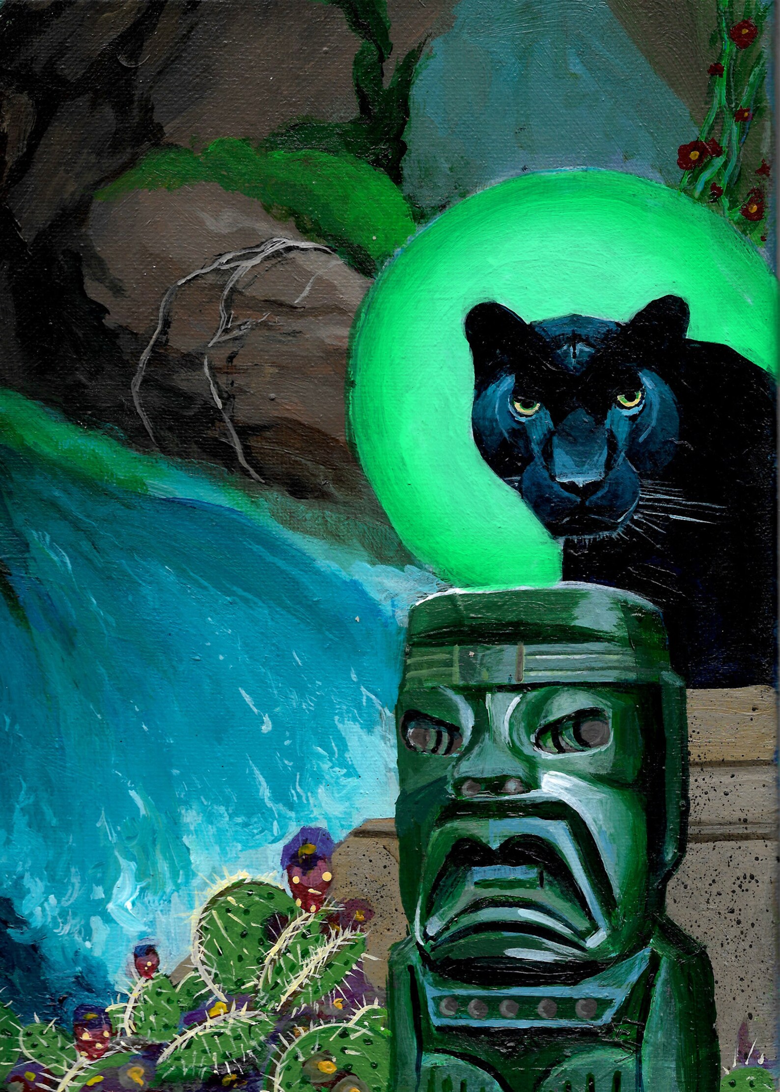 Original Framed Art Print Jaguar Aztec Jungle From my Original | Etsy