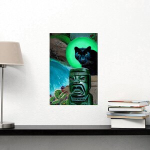 Aztec Jade Jaguar Art Poster, Mexican Chicano Art Print (19x13) - Etsy