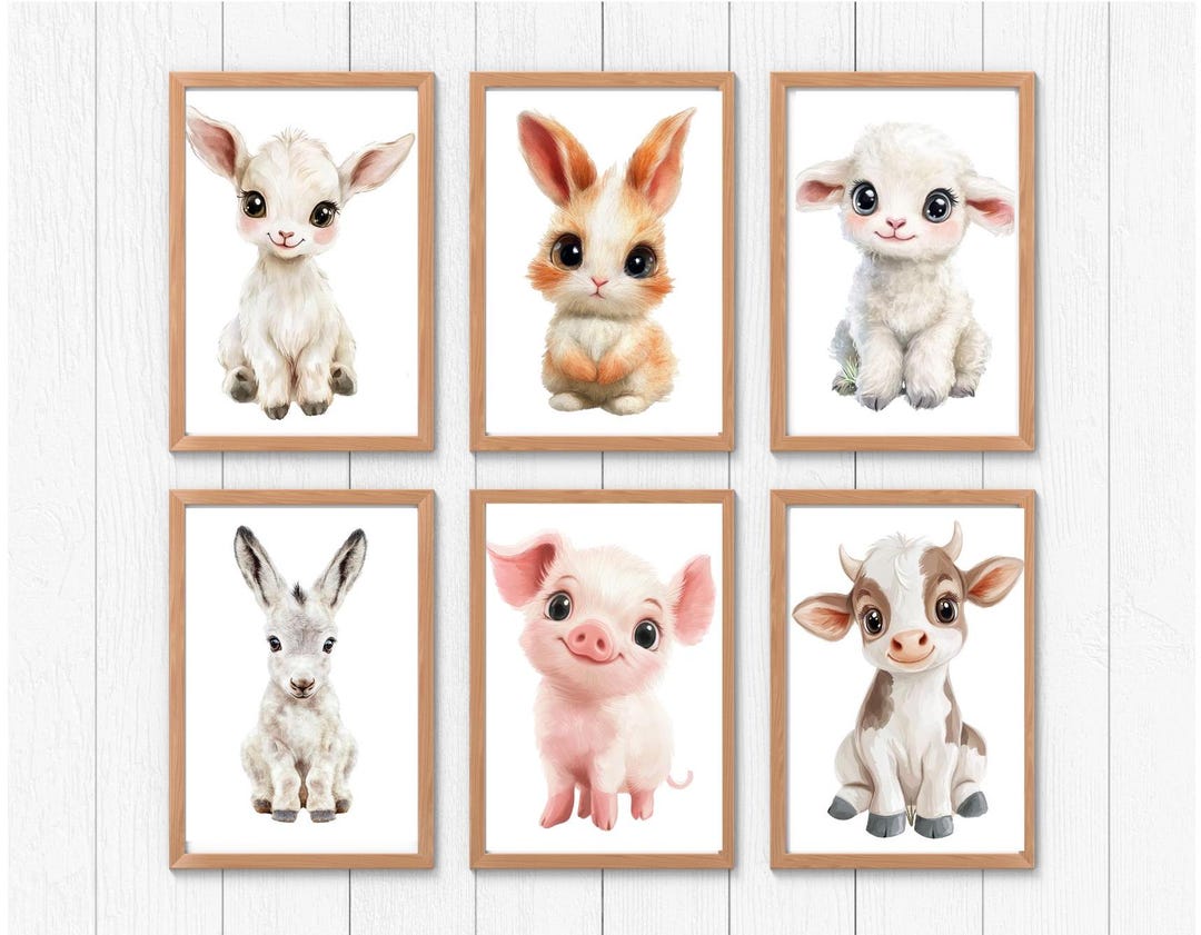 Farm Animal Prints, Nursery Printable Wall Art, Farm Animal Decor ...